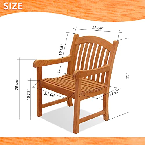 Amazonia SC SUMBAWAARM Newcastle Patio Armchair | Certified Teak | Ideal for Outdoors, 23Lx25Wx35H, Light Brown