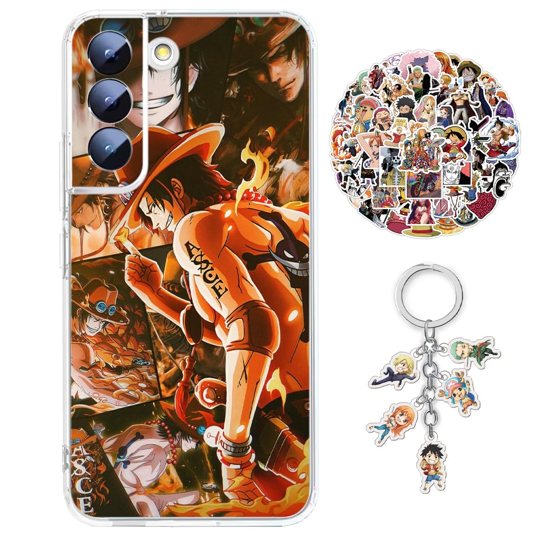 Staremeplz Compatible with Samsung Galaxy S9 Plus Case One -Piece Anime Design [with Vision Keychain and 50pcs Stickers] Cartoon Transparent Soft Silicona Case for Samsung Galaxy S9 Plus