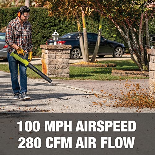 Sun Joe 24V-TB-LTE 24-Volt iON+ Jet Blower Cordless Compact Turbine Leaf Blower 100-MPH, Kit (w/2.0-Ah Battery + Quick Charger)