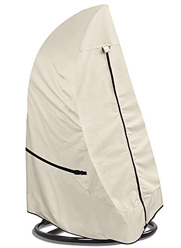 Porch Shield Patio Hanging Egg Chair Cover - Waterproof Outdoor Single Seat Wicker Swing Egg Chair with Stand Protector, Beige