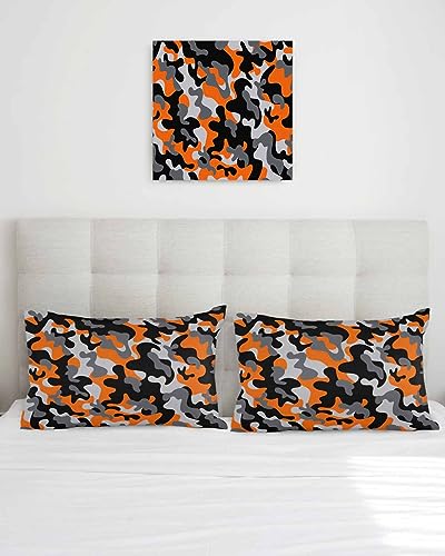 LUSWEET Cotton Throw Pillow Covers Reversible Set of 2, Camo Soft Couch Pillow Covers for Sofa Bedroom Living Room 12 x 20 Inch Decorative Cushion Case Home Decor