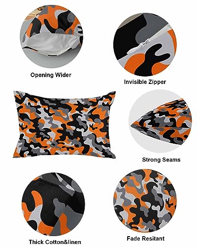 LUSWEET Cotton Throw Pillow Covers Reversible Set of 2, Camo Soft Couch Pillow Covers for Sofa Bedroom Living Room 12 x 20 Inch Decorative Cushion Case Home Decor