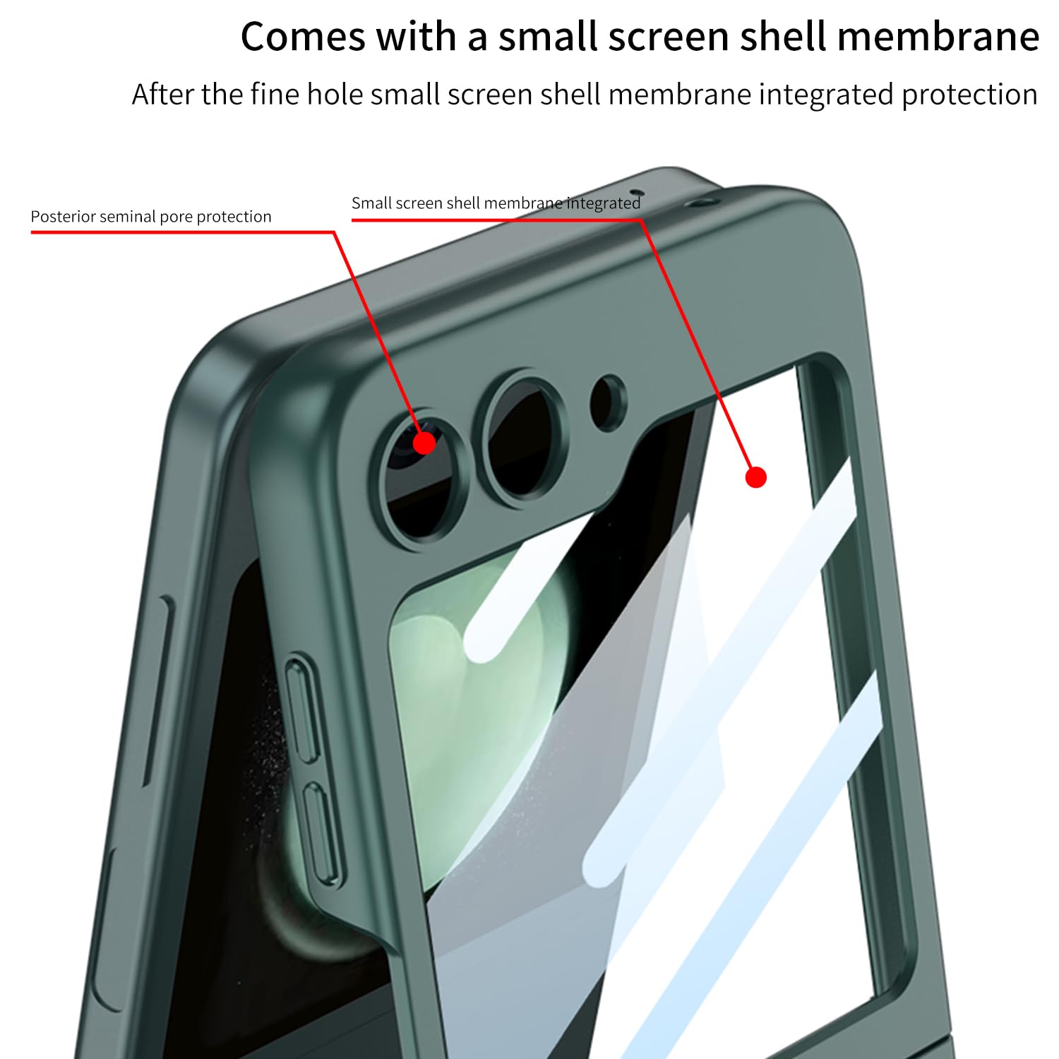 MiorMiar Ultra-Thin Leather Mobile Phone case for Samsung Galaxy Z Flip 5, Folding Hard PC Protective Shockproof Cover with Ring, Camera Protector Shell for Z Flip5 (Light Green)