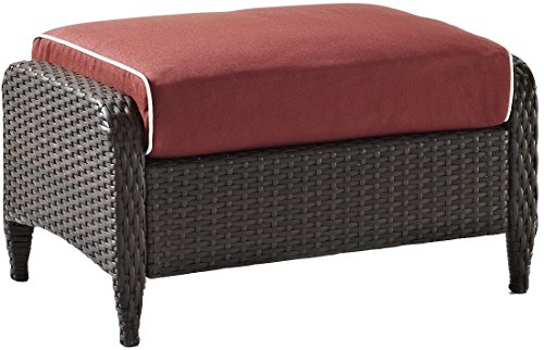 Crosley Furniture KO70067BR-SG Kiawah Outdoor Wicker Ottoman, Sangria