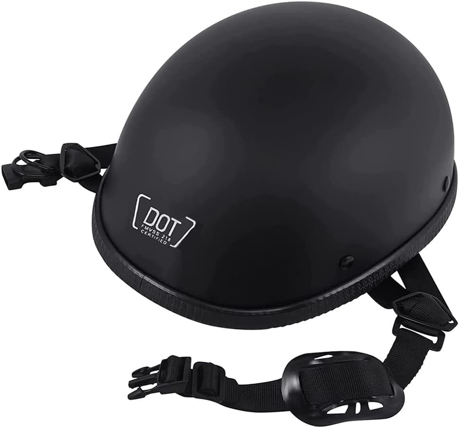 German Style Motorcycle Helmet,Adult Half Helmet Open Face DOT Approved , Retro Half Face Helmet for Cruiser Scooter Chopper (Matte Black,Small)