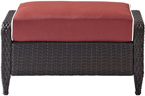 Crosley Furniture KO70067BR-SG Kiawah Outdoor Wicker Ottoman, Sangria
