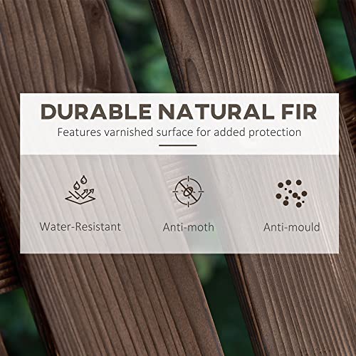 Outsunny 2 Person Adirondack Loveseat, Fire Pit Chair for 2, Wooden Double Adirondack for Patio, Porch, Backyard, Garden with High-Back, Wide Armrests, Brown
