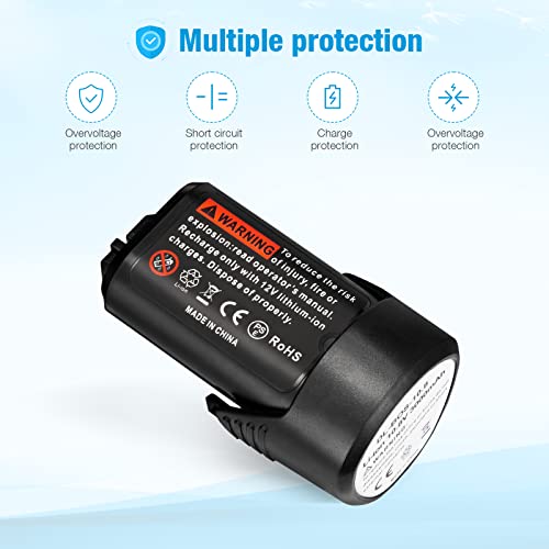 Powerextra Upgraded 2 Pcs 10.8V-12V 3000mAh Li-ion Replacement Battery, Compatible with Bosch BAT411 BAT411A BAT412 BAT413 GBA12V30 BAT414, 2 Pack