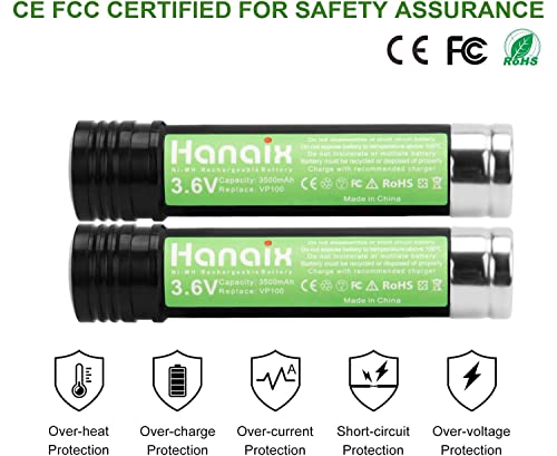 2 Pack 3.6V 3500mAh Replacement for Black and Decker Versapak Battery VP100 VP100C VP105 VP105C VP110 VP110C VP130 VP142 VP143 VP7240 Black and Decker Power Tools(Ni-MH Battery)
