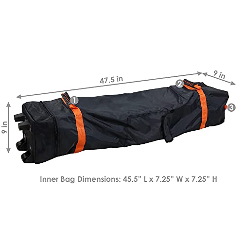 Sunnydaze Premium Pop-Up Canopy Rolling Carrying Bag - 9 Inches W x 47.5 Inches L x 9 Inches H - Replacement Roller Canopy Tent Bag for 10' x 10' Canopy - 420D Polyester - Black