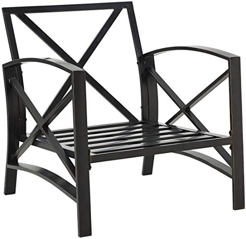 Crosley Furniture KO60007BZ-OL Kaplan Outdoor Metal Arm Chair, Oiled Bronze with Oatmeal Cushions