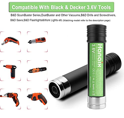 2 Pack 3.6V 3500mAh Replacement for Black and Decker Versapak Battery VP100 VP100C VP105 VP105C VP110 VP110C VP130 VP142 VP143 VP7240 Black and Decker Power Tools(Ni-MH Battery)