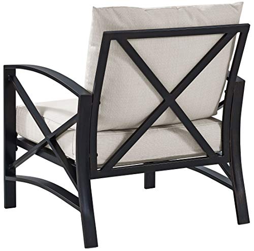 Crosley Furniture KO60007BZ-OL Kaplan Outdoor Metal Arm Chair, Oiled Bronze with Oatmeal Cushions