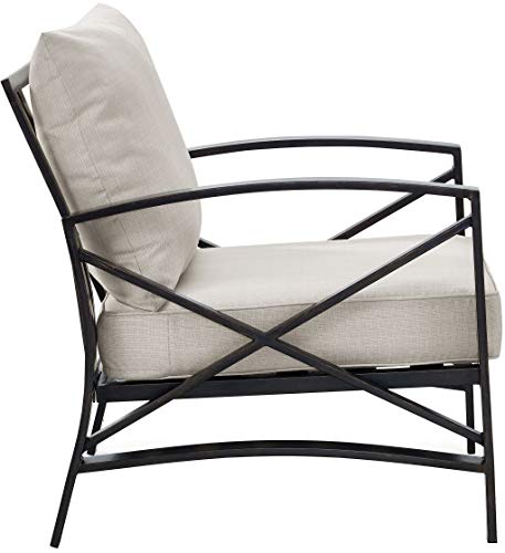 Crosley Furniture KO60007BZ-OL Kaplan Outdoor Metal Arm Chair, Oiled Bronze with Oatmeal Cushions