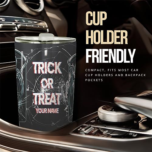 GBEELANA Personalized Name Halloween Tumbler Cup with Lid, Halloween Home Decor Kitchen Double Wall Vacuum Insulated, Stainless Steel Coffee Tumbler Cup