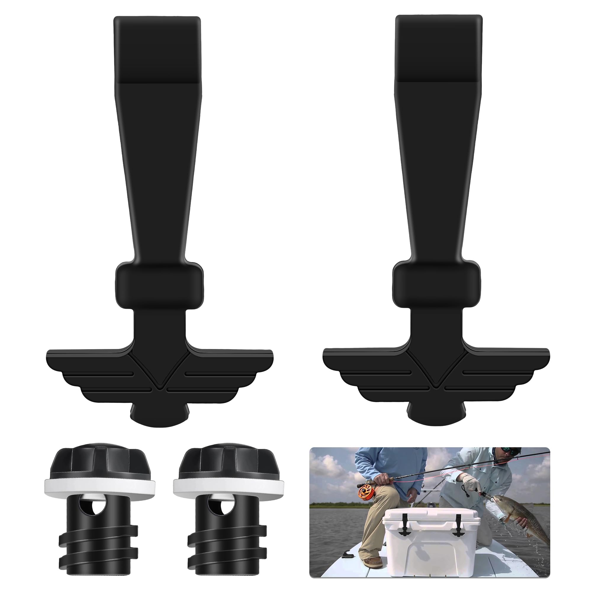 Feekoon Cooler Lid Latches and Cooler Drain Plug Replacement Parts Set Compatible with RTIC Hard Coolers, (2 Pcs Cooler Lid Latches, 2 Pcs Cooler Drain Plugs)