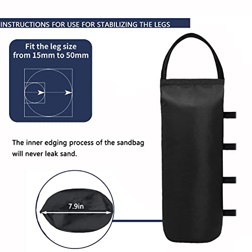 IALNAI 112 LBS Canopy Weights Sand Bags for Canopy Outdoor Advertising Tent Sunshade Fixed Windproof Pop up Canopy Tent(No Sand) 4-Pack Black