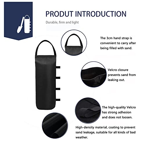 IALNAI 112 LBS Canopy Weights Sand Bags for Canopy Outdoor Advertising Tent Sunshade Fixed Windproof Pop up Canopy Tent(No Sand) 4-Pack Black