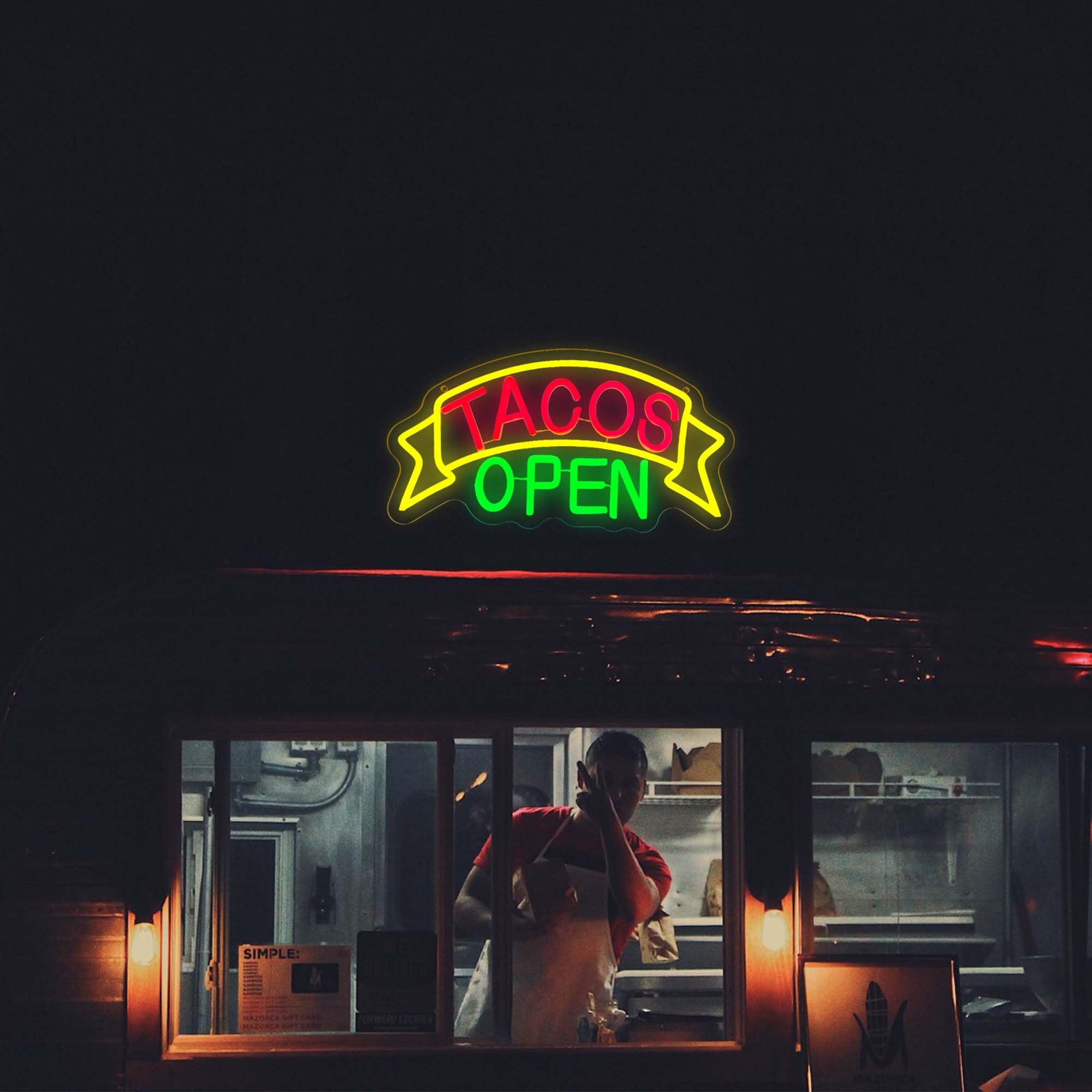 Tacos Open Neon Signs for Wall Decor, LED Taco Neon Light for Mexican Restaurant Decor, Taco Food Light Coffee Bar Restaurant Welcome Sign, Gifts for Taco Lover