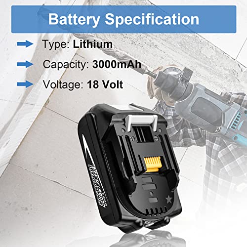 2-Pack BL1830B 18 Volt 3.0Ah Lithium-ion Replacement Battery Compatible with Makita 18V Battery BL1815 BL1820 BL1820B BL1835 BL1840 BL1850 BL1860 LXT400 Cordless Power Tools Batteries