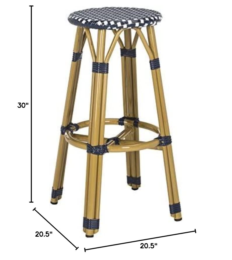 Safavieh PAT4018A Collection Kelsey Navy and White Indoor/Outdoor Bar Stool