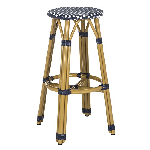 Safavieh PAT4018A Collection Kelsey Navy and White Indoor/Outdoor Bar Stool