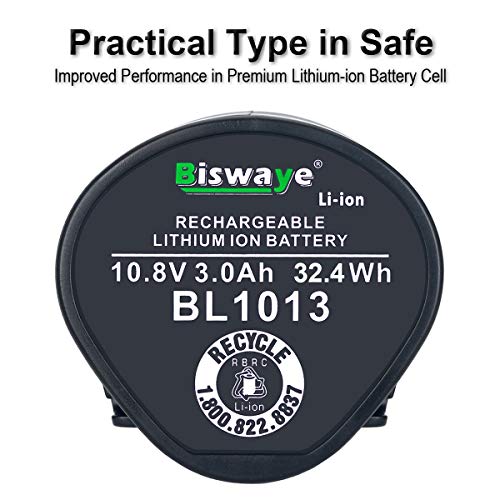 Biswaye 2Pack 3.0Ah 10.8V BL1014 Battery Replacement for Makita 10.8V-12V Max Lithium ion Battery BL1013 194550-6 194551-4 195332-9 CL100DW DF330D FD01ZW