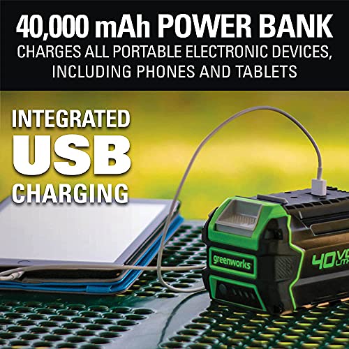 Greenworks 40V (120 MPH / 450 CFM) Cordless Axial Blower, 4Ah USB Battery (USB Hub) and Charger Included