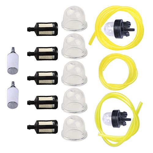 6 Feet 3 Sizes Fuel Line Hose with Snap In Primer Bulb, Primer Pouland Bulb, Fuel Filter Fit for Zama Poulan Weedeater Craftsman Trimmer Chainsaw Blower