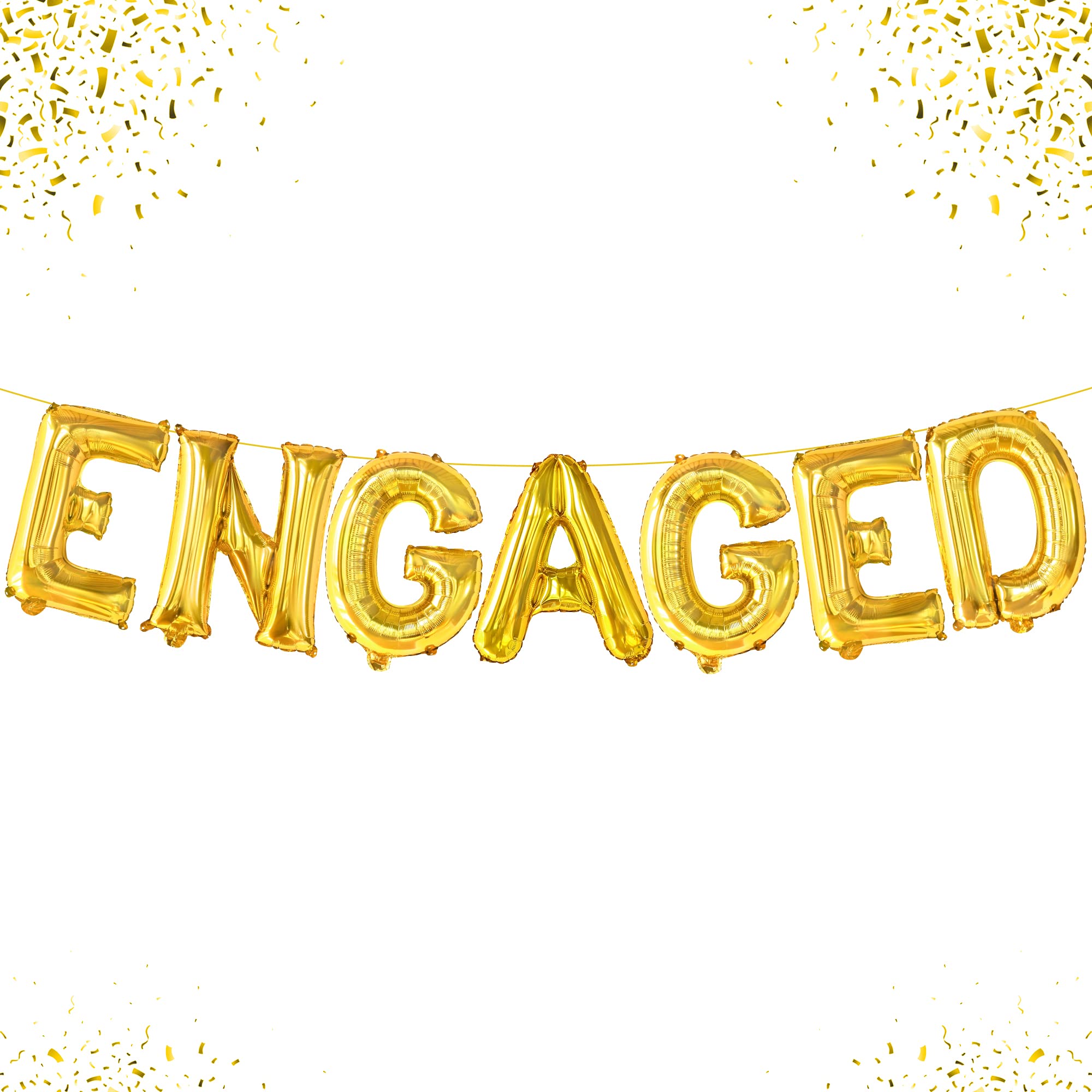 KatchOn, Gold Letter Engaged Balloon with Huge Diamond Ring Balloon - Pack of 2 | Gold Engagement Balloons for Engagement Party Decorations | Diamond Balloons for Wedding, Bridal Shower, Engaged Decor