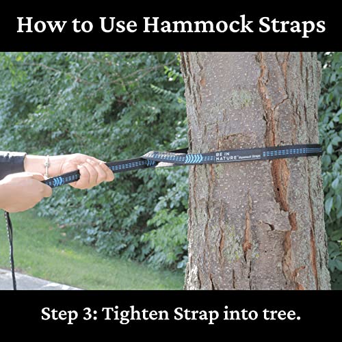 Be In Nature XL Hammock Straps – Tree Straps – 20 Feet Long – 42 Loops – Support 500 Pounds (Black)