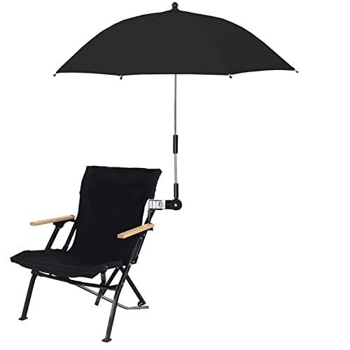 LFDecor Chair Umbrella with Clamp, Adjustable Beach Universal, UV Protection Sunshade for Patio, , Stroller, Sport, Wheelchair and Wagon, black, 21.7 inch