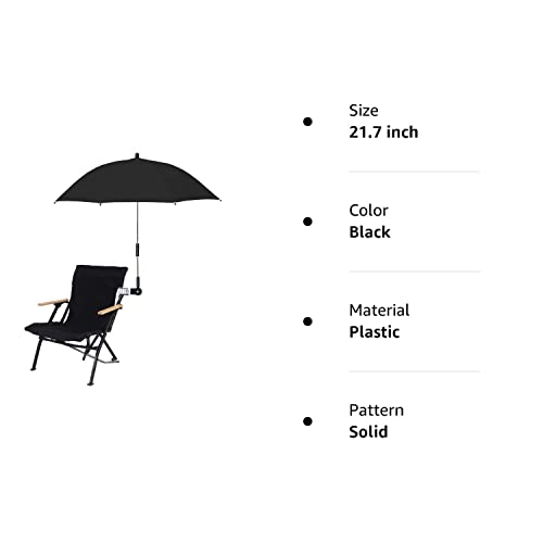 LFDecor Chair Umbrella with Clamp, Adjustable Beach Universal, UV Protection Sunshade for Patio, , Stroller, Sport, Wheelchair and Wagon, black, 21.7 inch