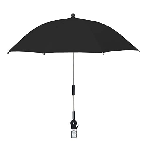 LFDecor Chair Umbrella with Clamp, Adjustable Beach Universal, UV Protection Sunshade for Patio, , Stroller, Sport, Wheelchair and Wagon, black, 21.7 inch