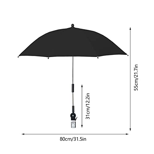LFDecor Chair Umbrella with Clamp, Adjustable Beach Universal, UV Protection Sunshade for Patio, , Stroller, Sport, Wheelchair and Wagon, black, 21.7 inch