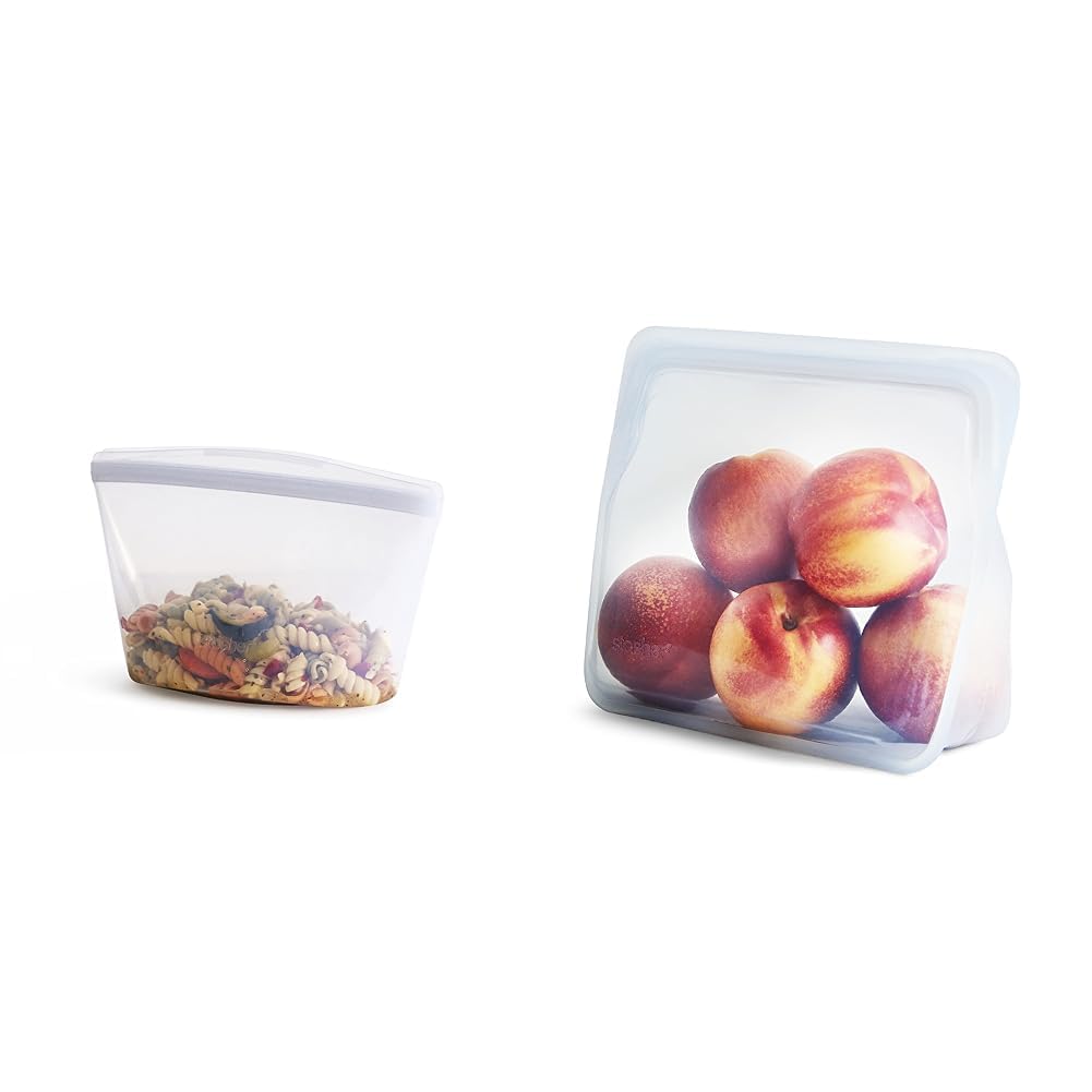 Stasher Reusable Silicone Storage Bag, Food Storage Container, Microwave and Dishwasher Safe, Leak-free, 4 Cup Bowl & Reusable Silicone Storage Bag, Food Storage Container, Microwave