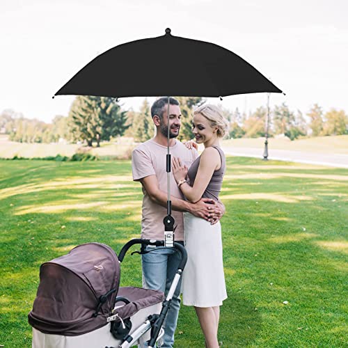LFDecor Chair Umbrella with Clamp, Adjustable Beach Universal, UV Protection Sunshade for Patio, , Stroller, Sport, Wheelchair and Wagon, black, 21.7 inch