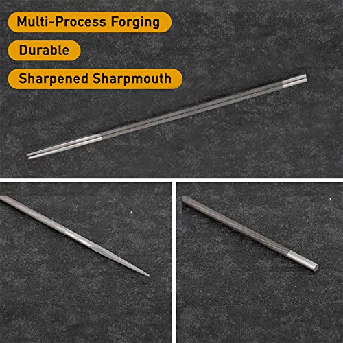 4 Pack 14-Inch Chainsaw Chain with 2 Bonus Sharpening Files; Heavy Duty Carbon Steel Chains Fit Most Major Chainsaw Brands; for Commercial, Professional and Home Use | Cuts Like Butter