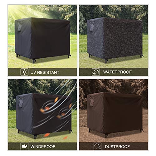 CAMPMOON Outdoor Patio Swing Cover 3 Seater Waterproof&Sunshade, 3 Triple Seater Hammock Swing Glider Canopy Cover for Garden, 87Lx64Wx66H Inch, Black