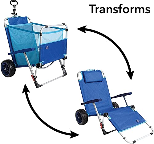 2-in-1 Beach Day Folding Lounge Chair+Cargo Cart Outdoors Sunbathing | Sun Chair Tanning Chair Portable Lightweight Lounger Patio Collapsible Combination Car