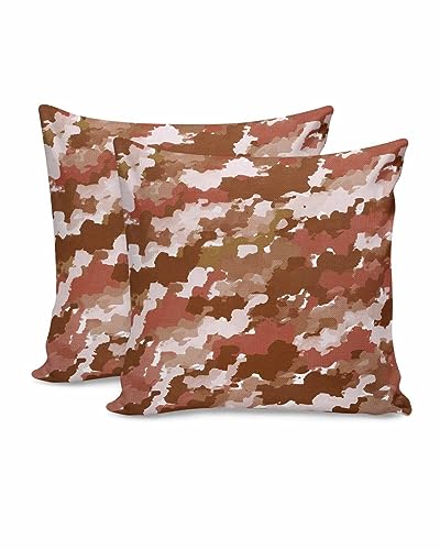LUSWEET Cotton Throw Pillow Covers Reversible Set of 2, Camouflage Netting Camo Soft Couch Pillow Covers for Sofa Bedroom Living Room 18 x 18 Inch Decorative Cushion Case Home Decor