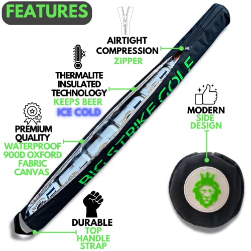 Big Strike Golf - Beer Sleeve for Golf Bag, Fully Insulated Beer Sleeve Cooler. Fits 7 Cans Discreetly in Your Golf Bag. Keeps Beverages Ice Cold While Playing Golf. Great Gift.