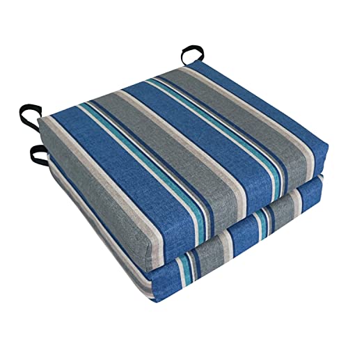Blazing Needles Indoor/Outdoor Chair Cushion, 16 x 16, Sovaro Denim 2 Count