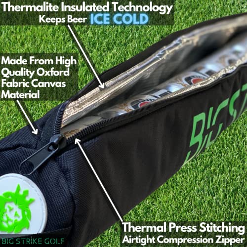 Big Strike Golf - Beer Sleeve for Golf Bag, Fully Insulated Beer Sleeve Cooler. Fits 7 Cans Discreetly in Your Golf Bag. Keeps Beverages Ice Cold While Playing Golf. Great Gift.