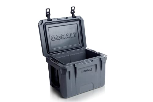 Cobalt 25 Quart Roto-Molded Super Ice Cooler | Large Ice Chest Holds Ice Up to 3 Days | (Gray)