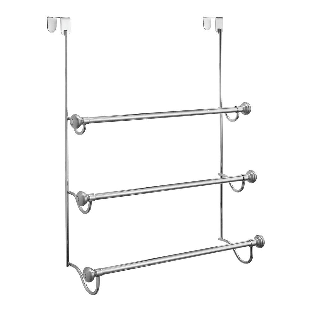 iDesign Over the Door Towel Rack, The York Collection, 1.5” x 7” x 22.8”, Brushed Nickel