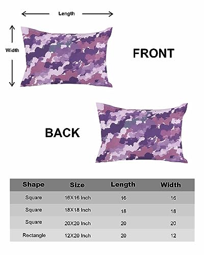 LUSWEET Cotton Throw Pillow Covers Reversible Set of 2, Camouflage Netting Camo Purple Soft Couch Pillow Covers for Sofa Bedroom Living Room 12 x 20 Inch Decorative Cushion Case Home Decor