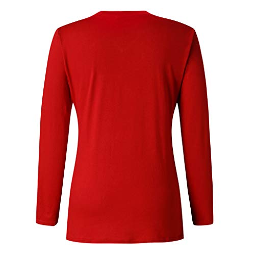 Womens Oversized Leopard Love Printed Sweatshirts Long Sleeve Cozy Breathable T-Shirts Heart-Shape Winter Warm Pullovers Red