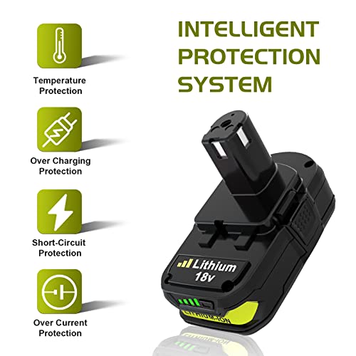 2Packs 3.0Ah P108 Lithium Replacement Battery Compatible with Ryobi 18V Battery P102 P103 P104 P105 P107 P108 P109 P190 P122 for 18 Volt Cordless Power Tools