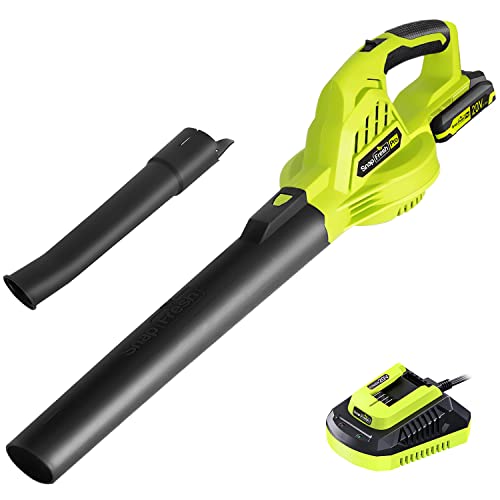 Cordless Leaf Blower - SnapFresh 20V Cordless Leaf Blower with 2.0Ah Li-ion Battery & Fast Charger, 130 MPH 140CFM Electric Leaf Blower Battery Powered Lightweight Sweeper for Sidewalk Hard Surfaces